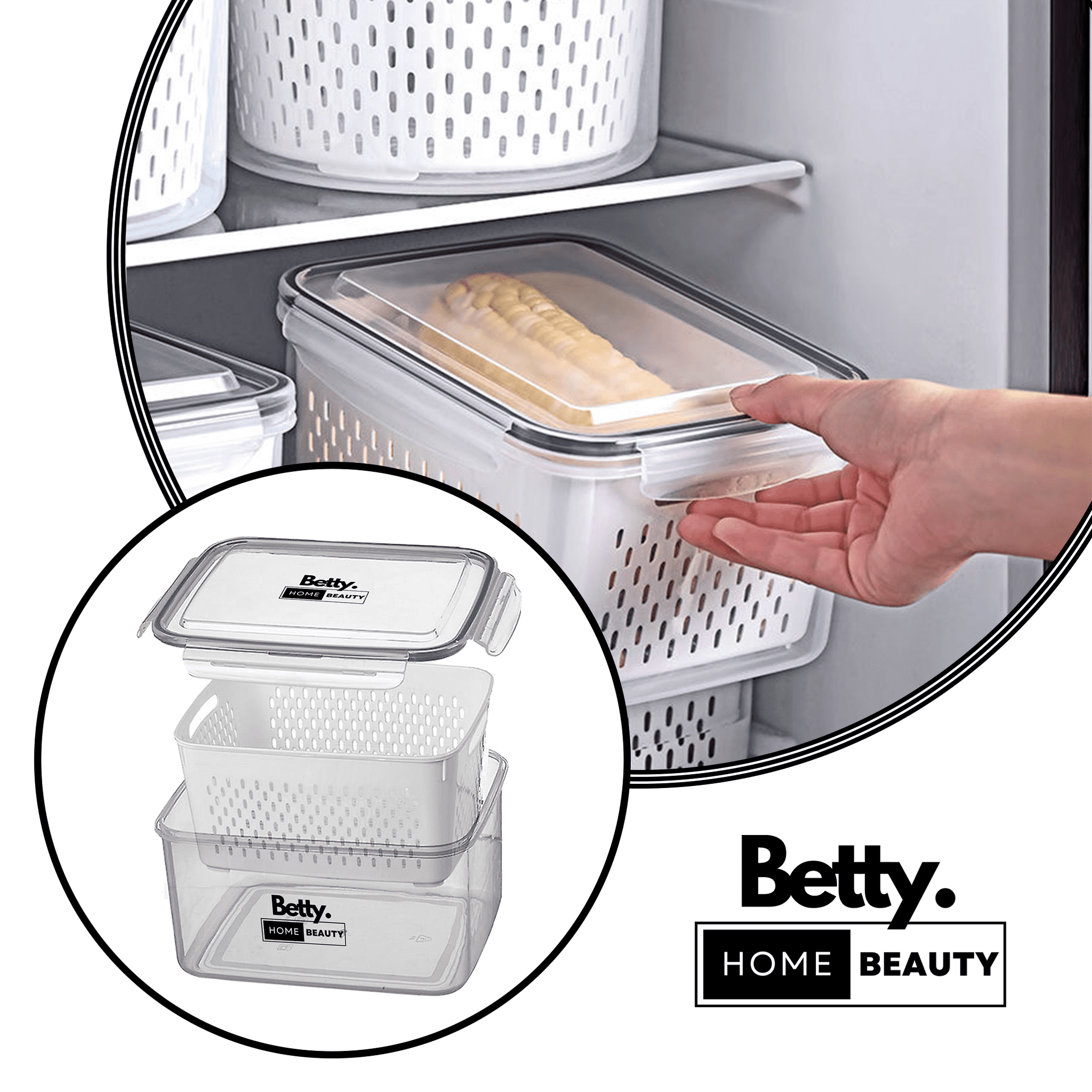 BHB - Airtight Storage Container Set with Strainer Inserts (3 Piece ...