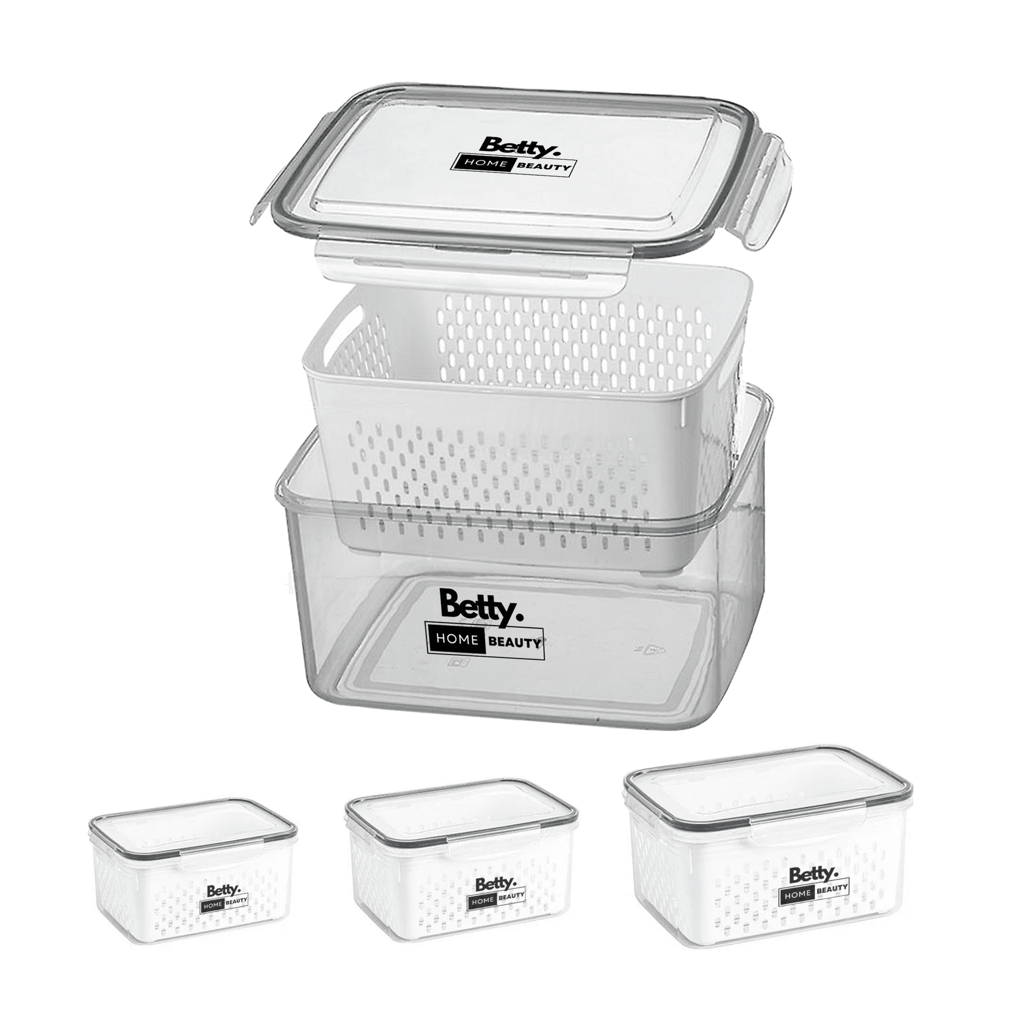 BHB - Airtight Storage Container Set with Strainer Inserts (3 Piece ...